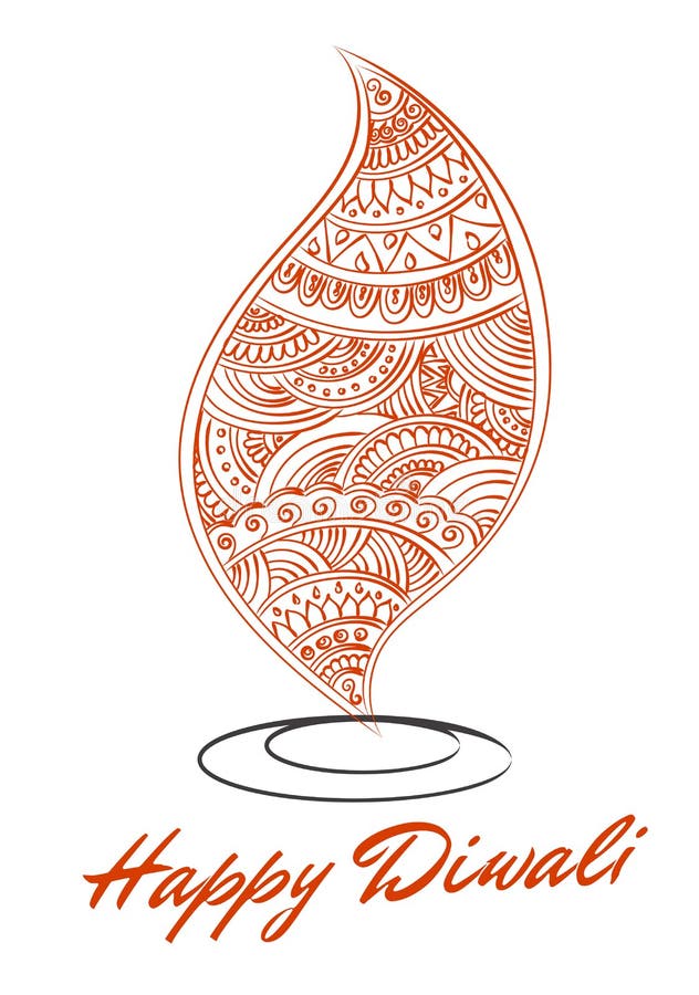 Olie Aangestoken Lamp Met Hennapatronen Vector Illustratie ...