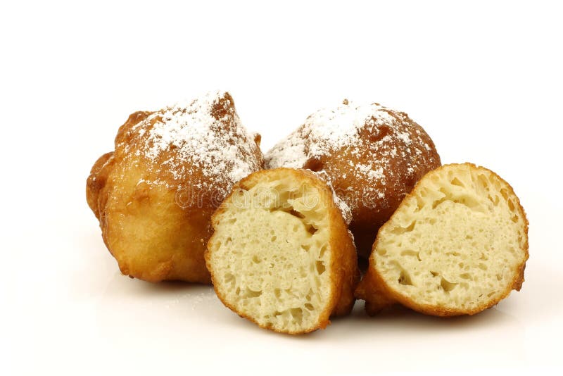 Powdered Dutch oliebollen stock image. Image of traditional - 12348935