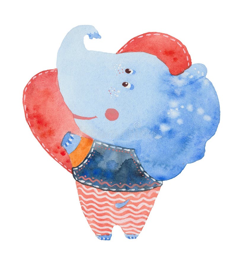 Olifant Die Een Hart Houden Stock Illustratie - Illustration of ...