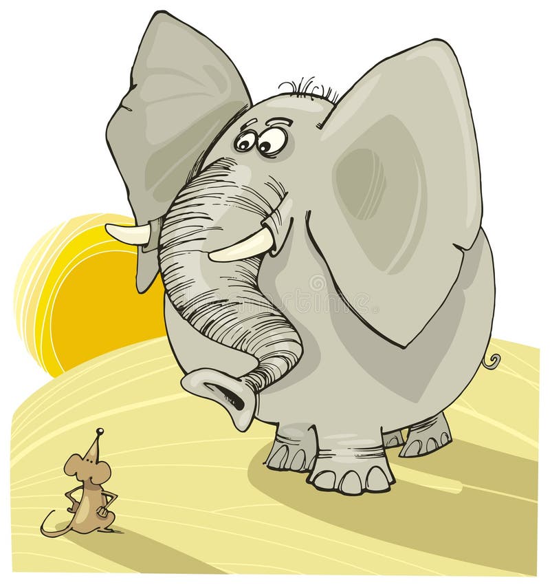 Olifant en muis vector illustratie. Illustration of savanne - 8289466