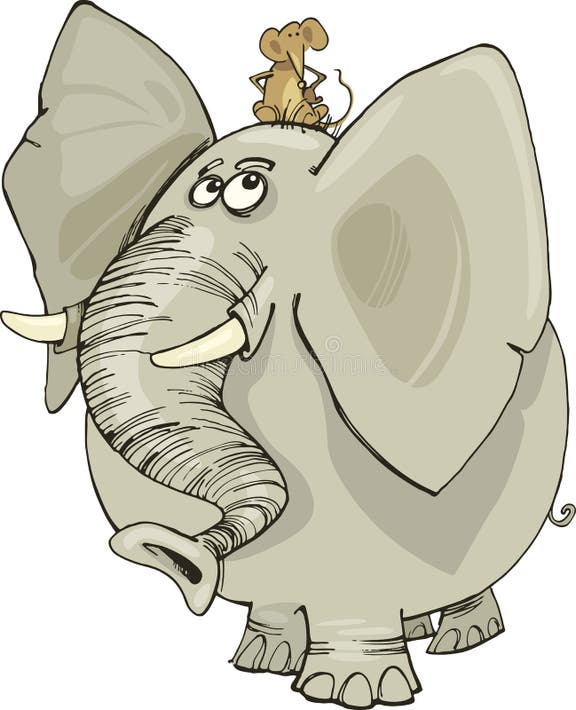 Olifant met muis vector illustratie. Illustration of vector - 24624015