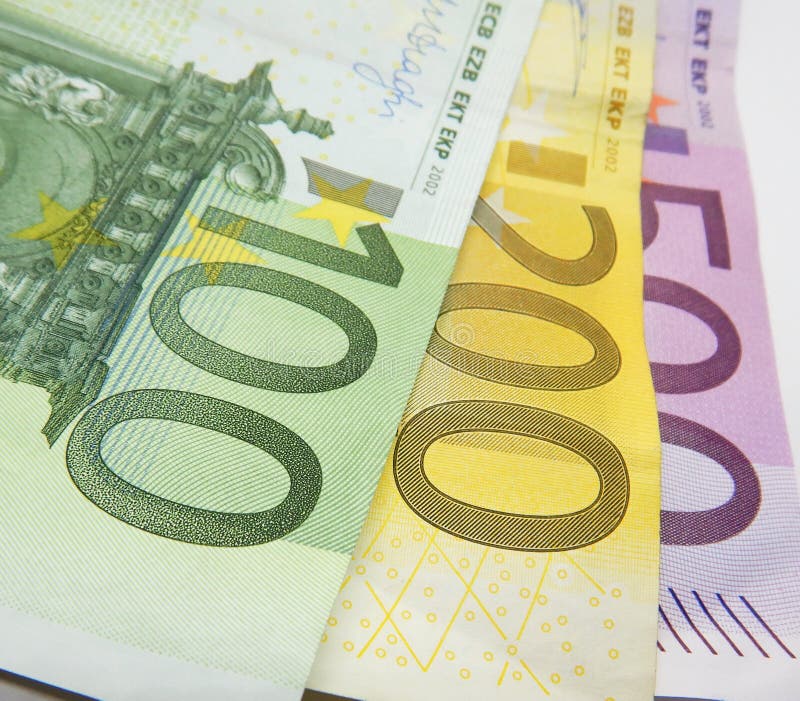 Olika Eurosedlar, 500, 200, 100 Euro Fotografering för Bildbyråer ...