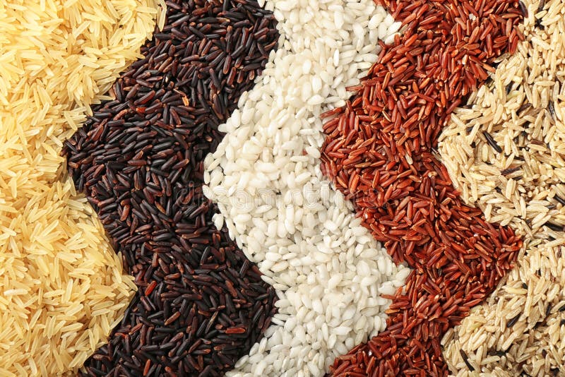 Olika Typer Av Ris Som Bakgrund, Closeup Arkivfoto - Bild av asiatisk ...