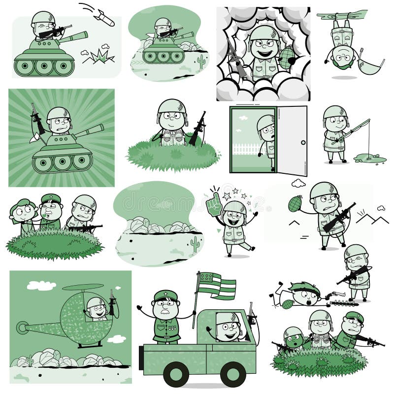 Olika Vintage Comic Army Man - Collection of Concepts Vector ...