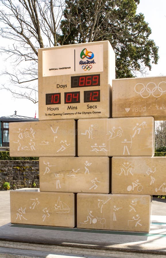Olympic Clock in Lausanne editorial photo. Image of timepiece - 40185501