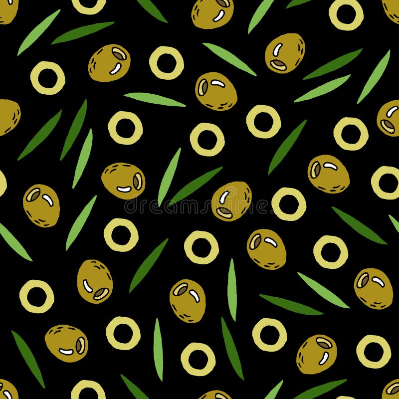Olive pattern hand drawing stock illustration. Illustration of eating ...