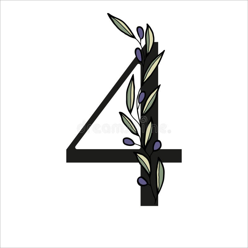 Olive Branch Alphabet Number for Decor of Card or Wedding Invite ...