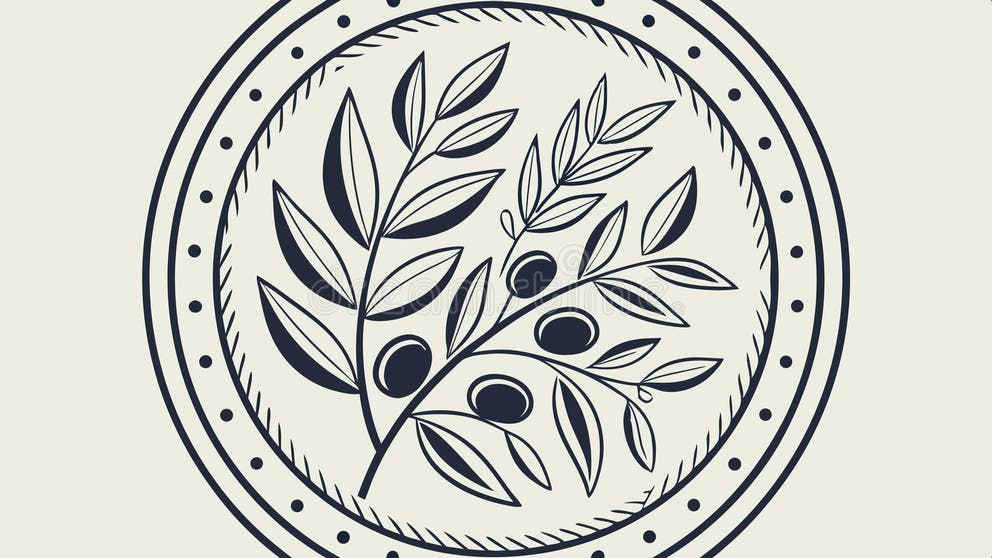 Olive Branch in Circular Frame Pattern Design Vector Design Generative AI Stock Vector ...