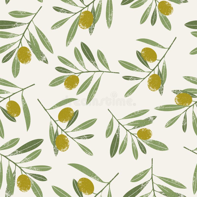 Olive Branches and Leaves Seamless Pattern. Olive Tree Vintage ...