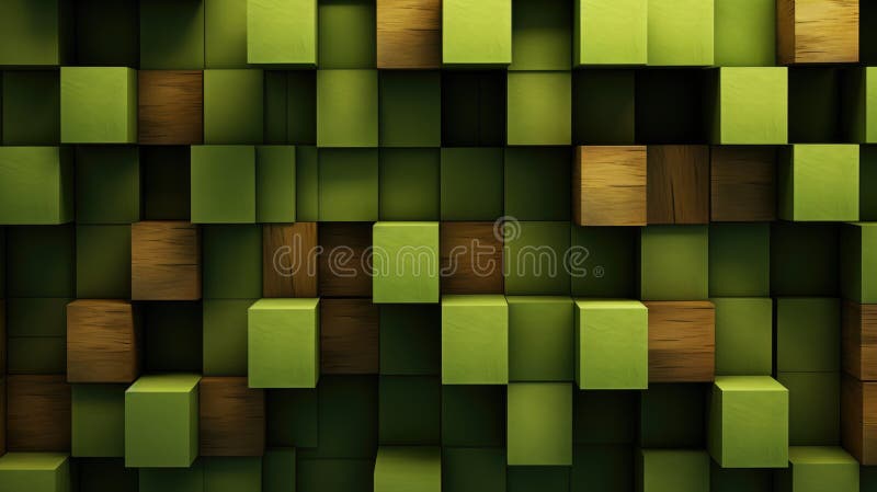 Olive Cubes Wall Background, Abstract Illustration Stock Illustration ...