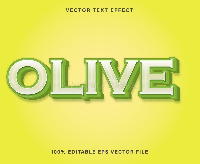 Olive 3D Text Effect Editable Text Eps Stock Vector - Illustration of ...