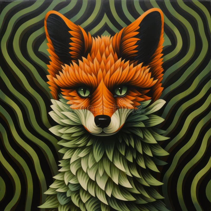 Olive Fox: Abstract Op Art Painting with Kinetic Optical Illusions ...