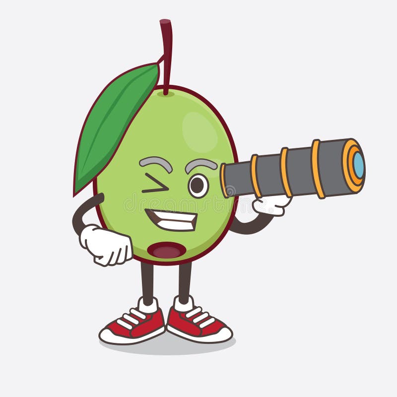 Olive Fruit Cartoon Mascot Character Using a Monocular Stock Vector ...