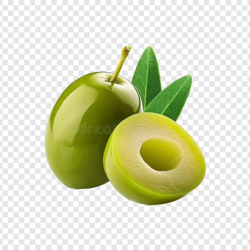 Olive Fruit with Slice on Transparent Background Stock Image ...
