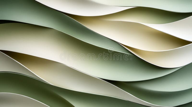 Olive Green Abstract Paper Wave Pattern, Nature Inspired Layered Design ...