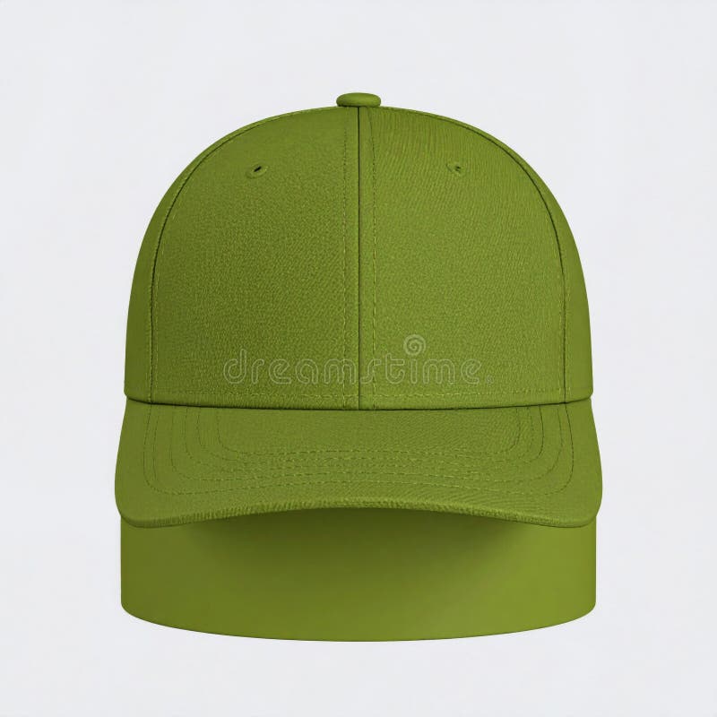 Olive Green Baseball Cap: Front View Stock Illustration - Illustration ...