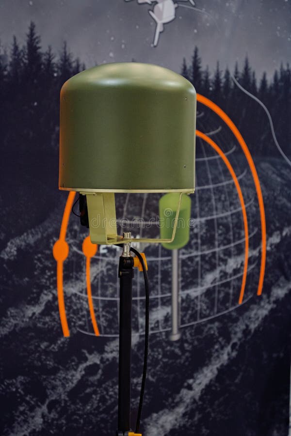 An Olive Green, Dome-shaped Acoustic Detection System on a Tripod ...