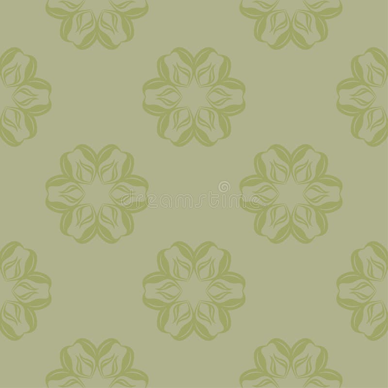 Olive Green Floral Seamless Pattern Stock Vector - Illustration of ...