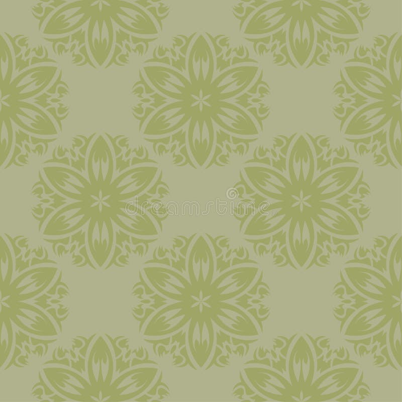 Olive Green Floral Seamless Pattern Stock Vector - Illustration of ...