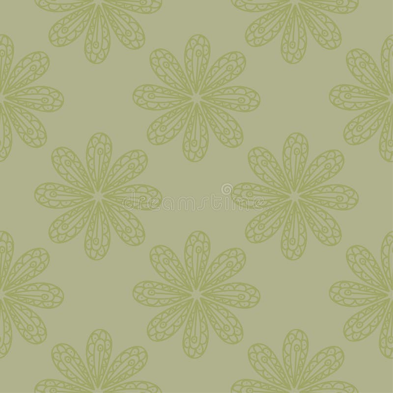 Olive Green Floral Seamless Pattern Stock Vector - Illustration of ...