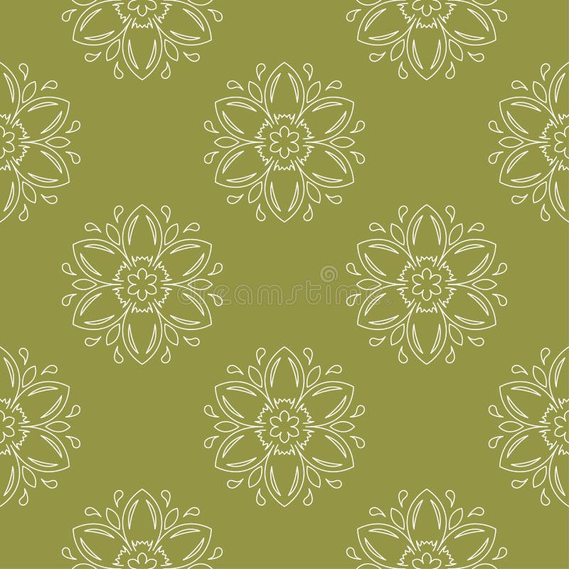 Olive Green Floral Seamless Pattern Stock Vector - Illustration of ...