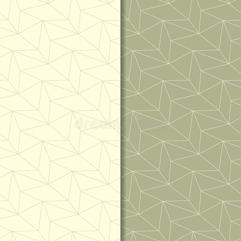 Olive Green Geometric Set of Seamless Patterns Stock Vector ...