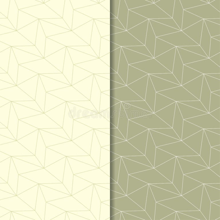 Olive Green Geometric Set of Seamless Patterns Stock Vector ...
