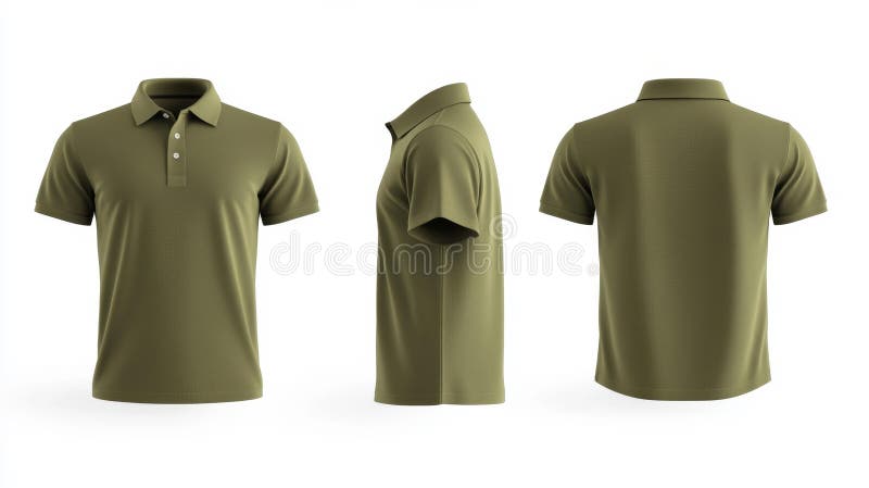 Olive Green Polo Shirt Displayed from Three Angles Generative AI Stock ...