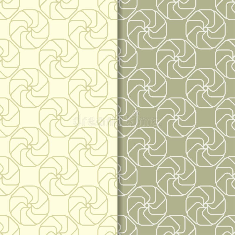 Olive Green Set of Seamless Geometric Patterns Stock Vector ...