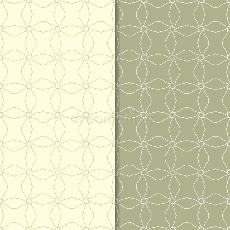 Olive Green Set of Seamless Geometric Patterns Stock Vector ...