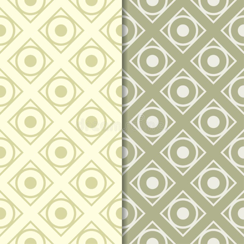 Olive Green Set of Seamless Geometric Patterns Stock Vector ...