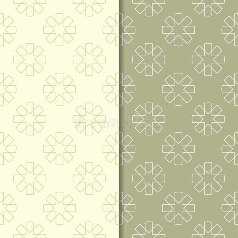 Olive Green Set of Seamless Geometric Patterns Stock Vector ...