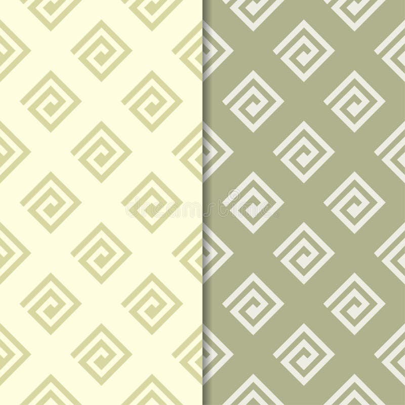 Olive Green Set of Seamless Geometric Patterns Stock Vector ...