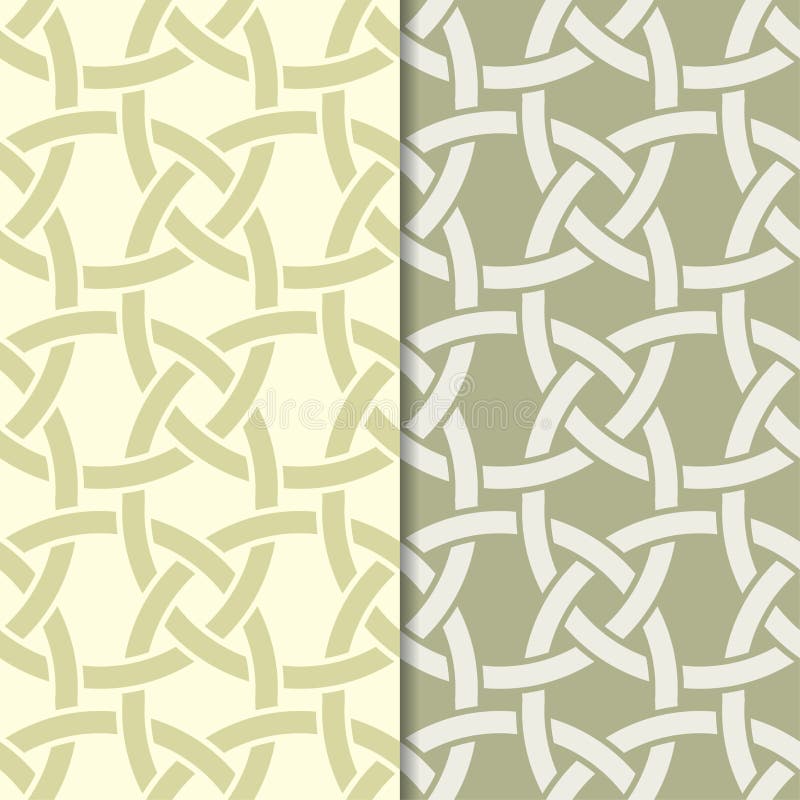 Olive Green Set of Seamless Geometric Patterns Stock Vector ...