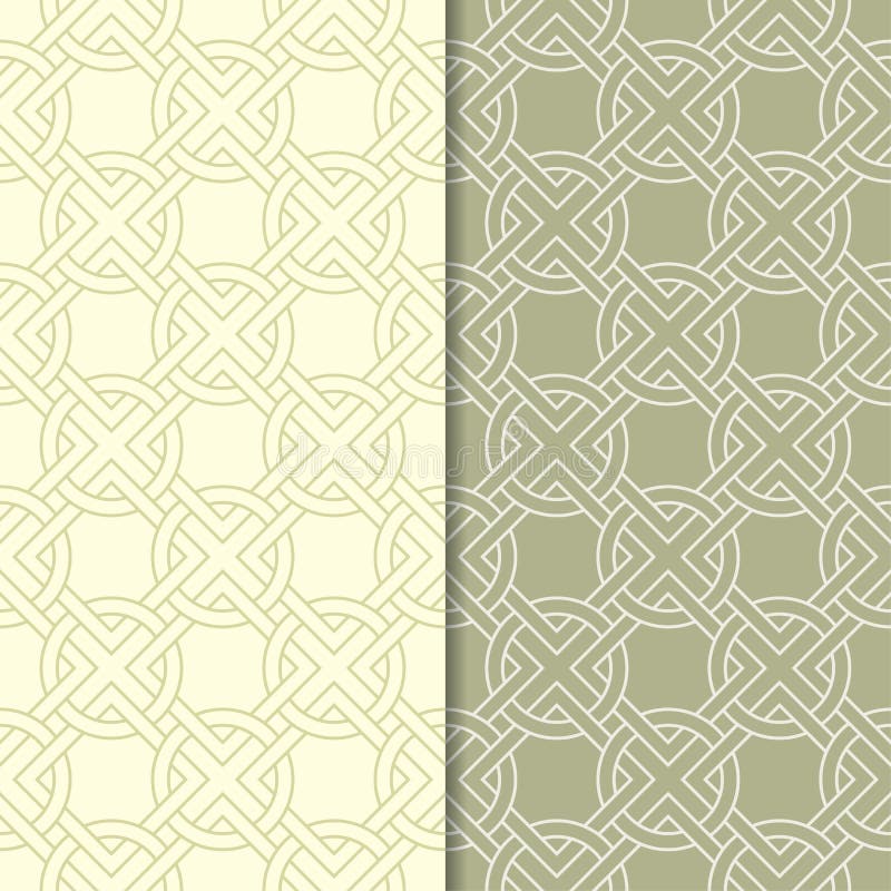 Olive Green Set of Seamless Geometric Patterns Stock Vector ...