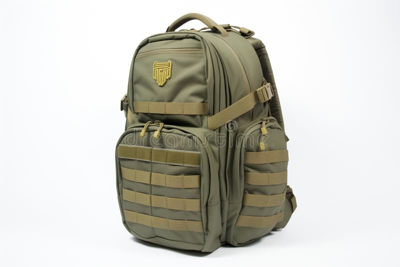 Olive Green Tactical Backpack with Molle, on White Stock Photo - Image ...
