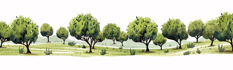 Olive Grove Vector Simple 3d Smooth Cut and Paste Isolated Illustration ...