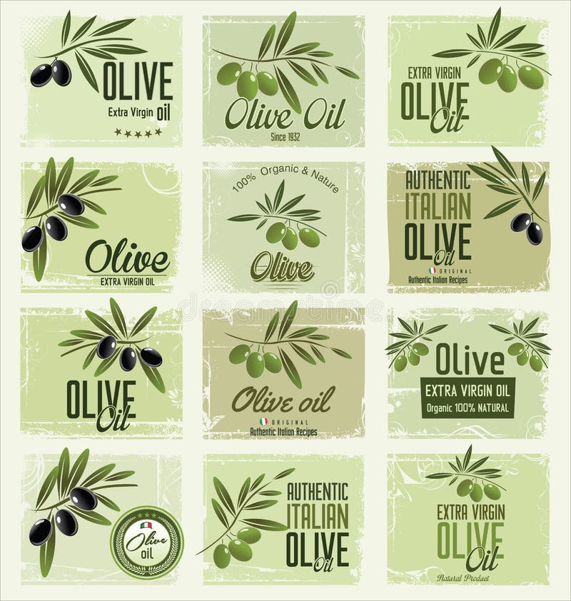 Olive labels collection stock illustration. Illustration of natural ...