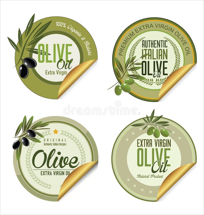 Olive oil labels set stock vector. Illustration of design - 20952801