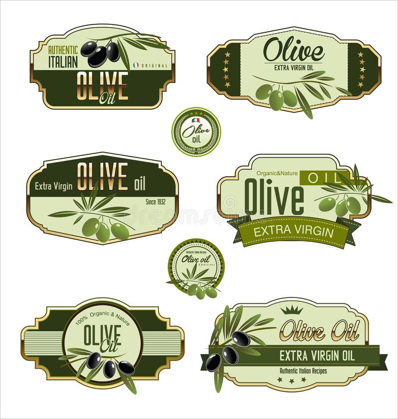 Olive labels collection stock illustration. Illustration of abstract ...