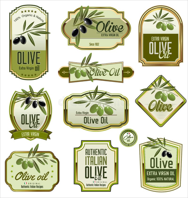 Olive labels collection stock illustration. Illustration of drawing ...