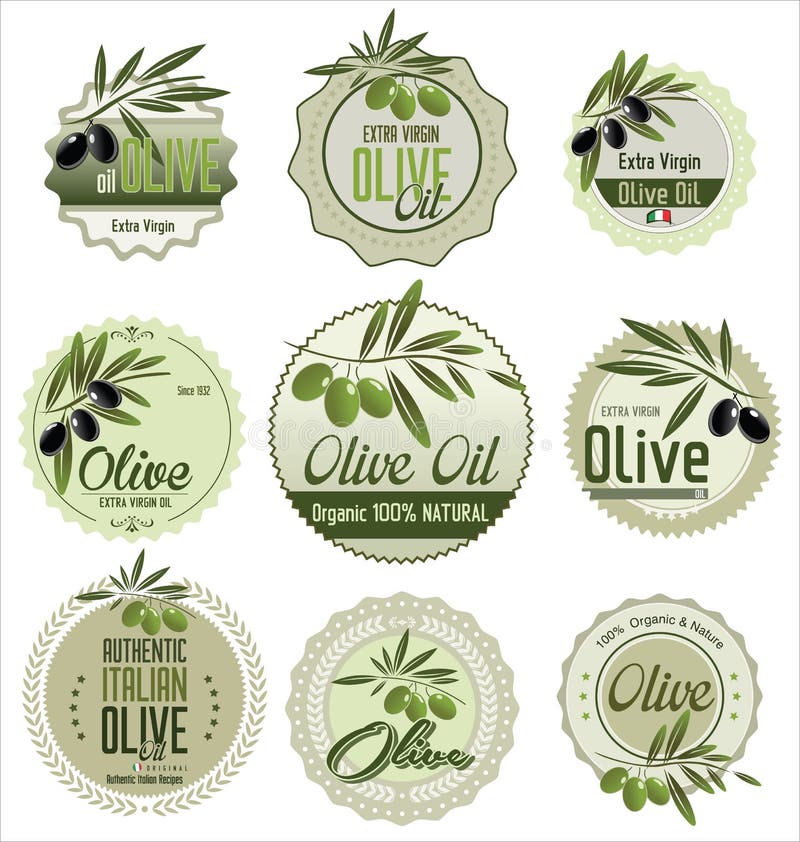 Olive labels collection stock illustration. Illustration of abstract ...