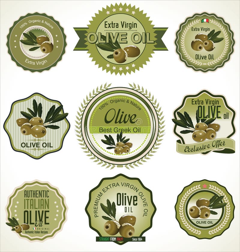 Olive labels collection stock illustration. Illustration of abstract ...