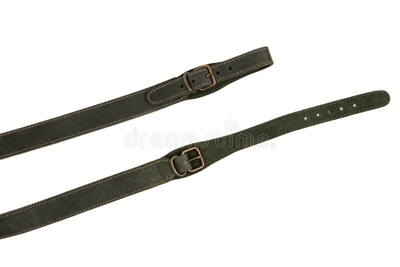Green Leather Shoulder Strap for a Gun Isolated on White Back Stock ...