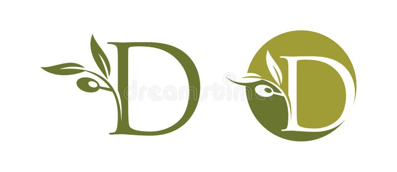 Olive Monogram Initial Letter D Stock Vector - Illustration of beauty ...