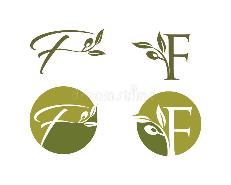 Olive Monogram Logo Initial Letter F Stock Vector - Illustration of ...