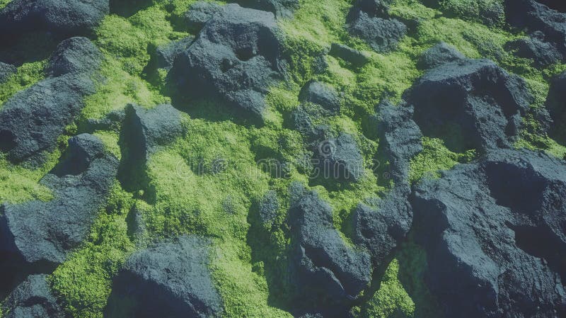 Olive Moss Growth on Rugged Cracked Earth Surface Texture for Natural ...