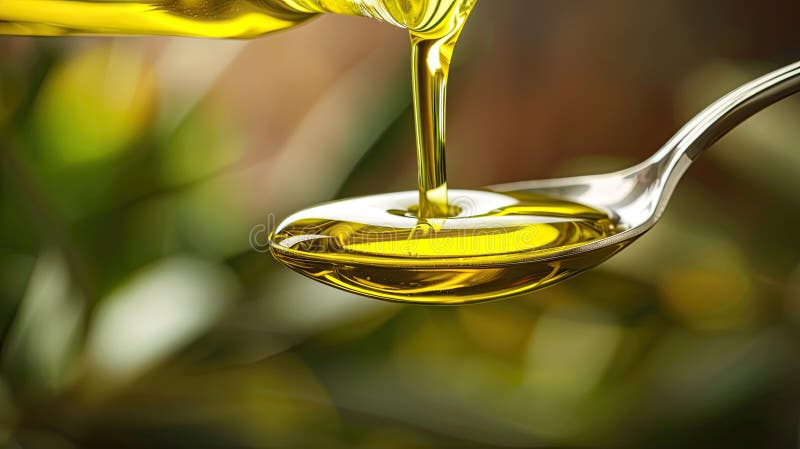 Olive Oil Being Poured Onto a Spoon Stock Illustration - Illustration ...