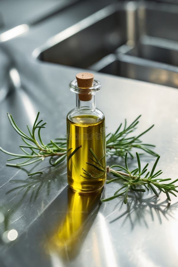 Olive Oil and Fresh Rosemary on a Bright Kitchen Counter in a Culinary ...