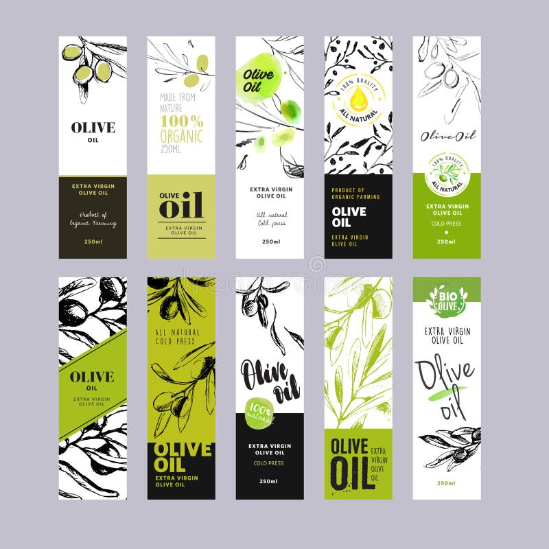 Set of olive oil labels stock vector. Illustration of olive - 20952781